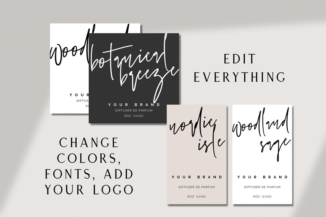Reed Diffuser Label Template Editable Product Label Template - Etsy