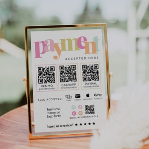 Rainbow Scan to Pay Sign Template Canva, 3 QR Code Printable Payment ...