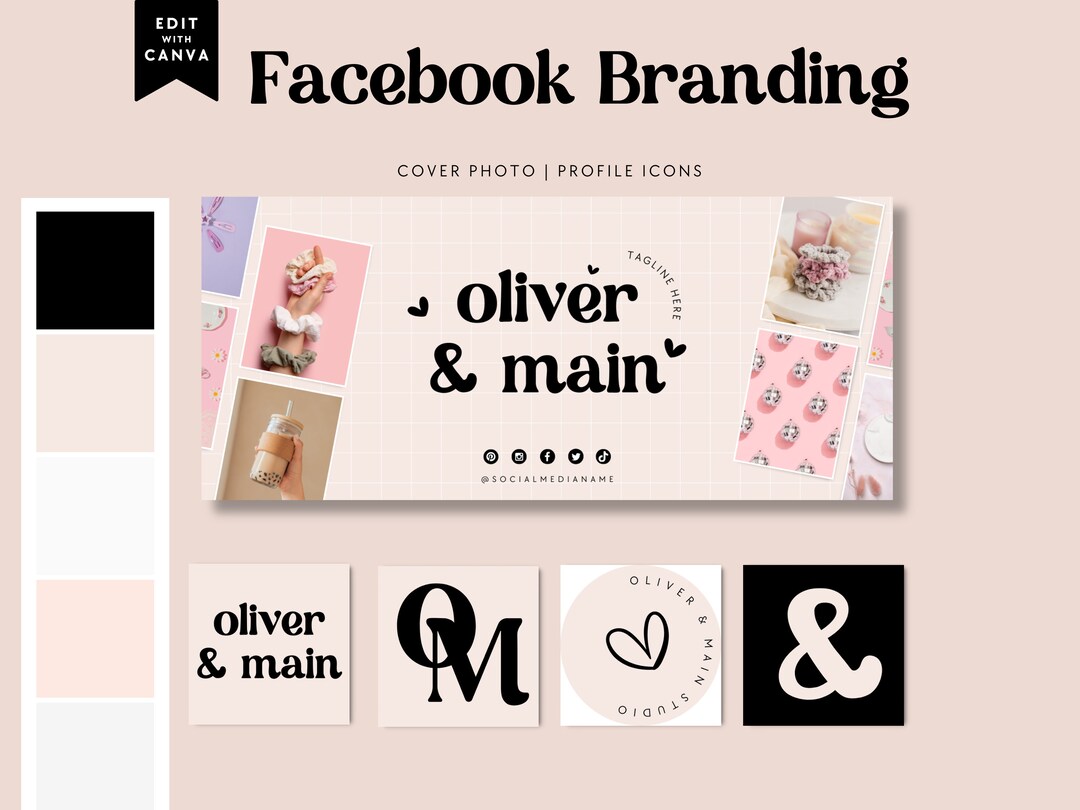 Retro Facebook Cover Template, Neutral Facebook Banner, Facebook Icon ...