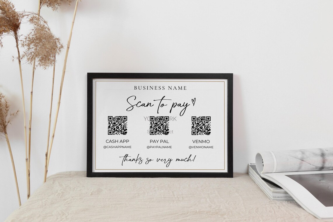 Printable Payment With QR Code Sign Canva Template, Scan to Pay ...