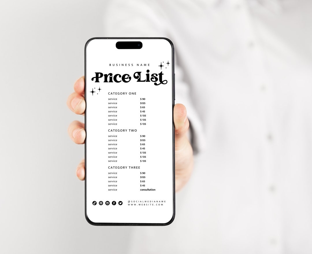 Electronic Retro Price List Canva Template, Editable Pricing Sheet ...