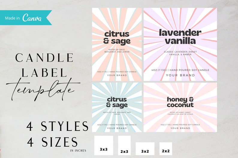 Retro Candle Label Template 80s 90s Aesthetic Editable Candle - Etsy