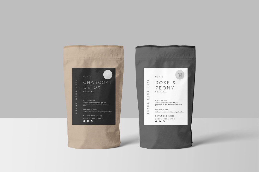 Pouch Label Template, Editable Body Product Label Template, Tea Pouch ...