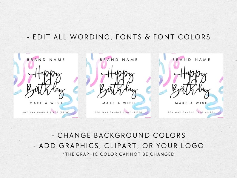 Happy Birthday Candle Label Template Editable Candle Label - Etsy
