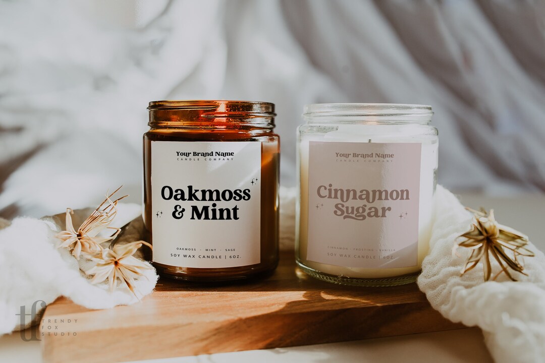 Retro Candle Label Canva Template, Editable Groovy Candle Jar Label ...