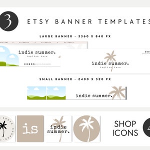 Beachy Etsy Banner Canva Template, Simple Palm Tree Etsy Store Branding ...