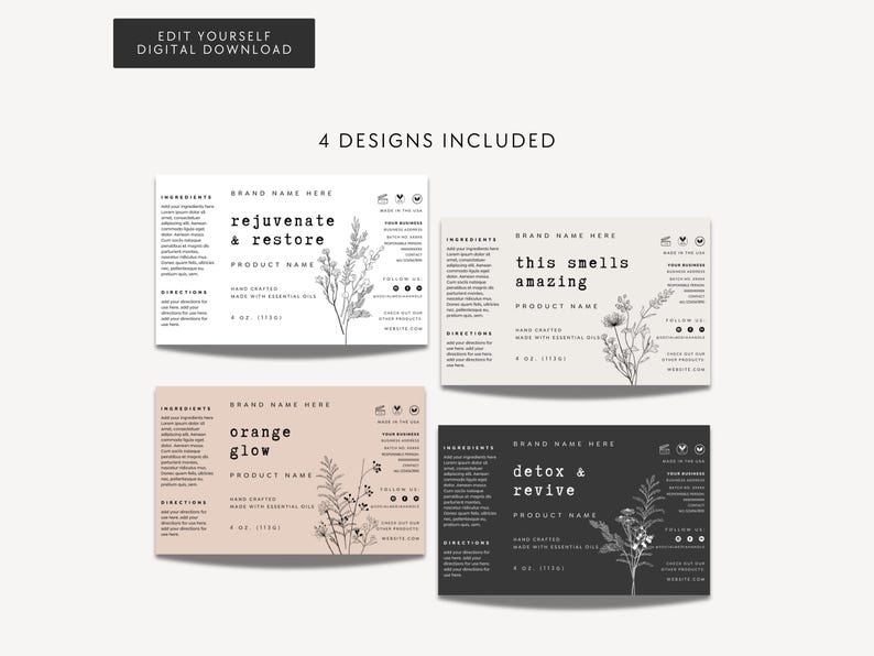 Jar Label Canva Template, Editable Body Product Label, Lotion Tube ...