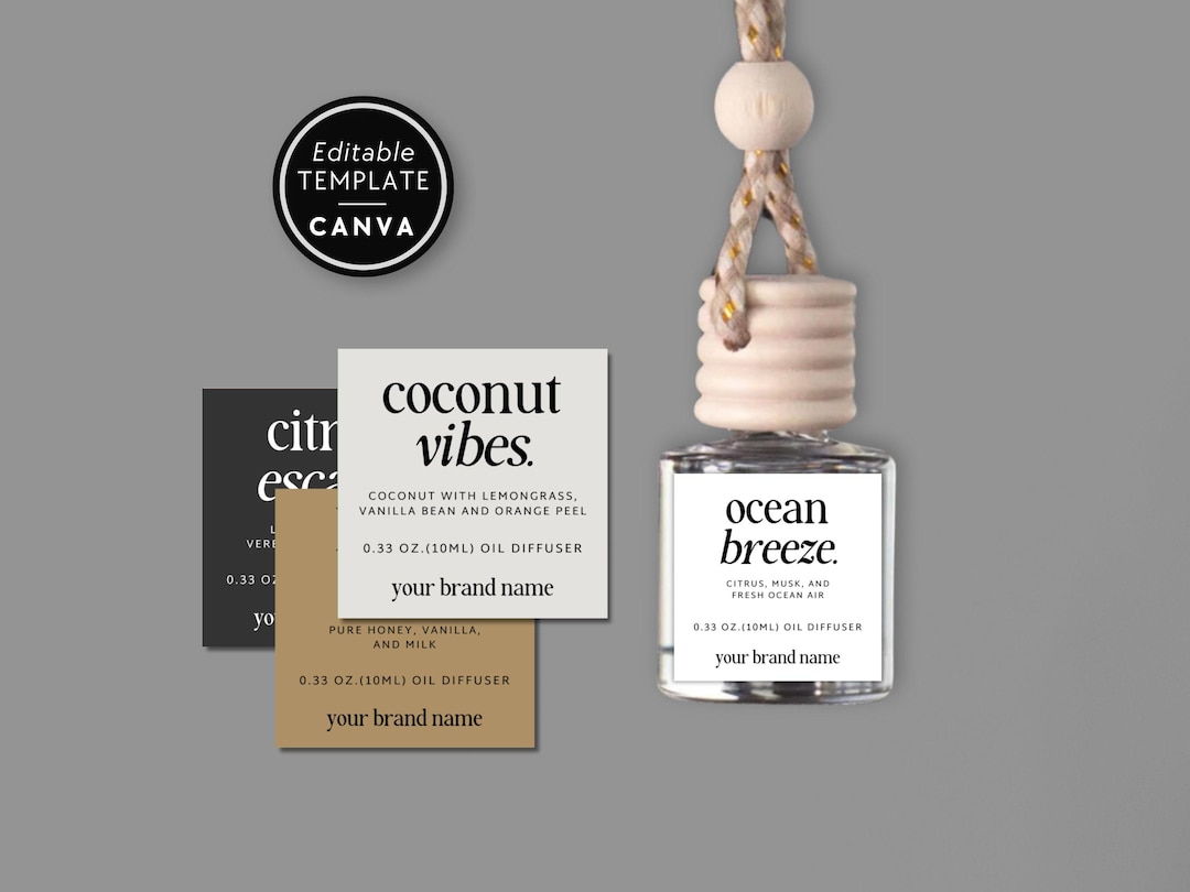 Car Diffuser Label Template Canva, Editable Product Label Template, DIY ...