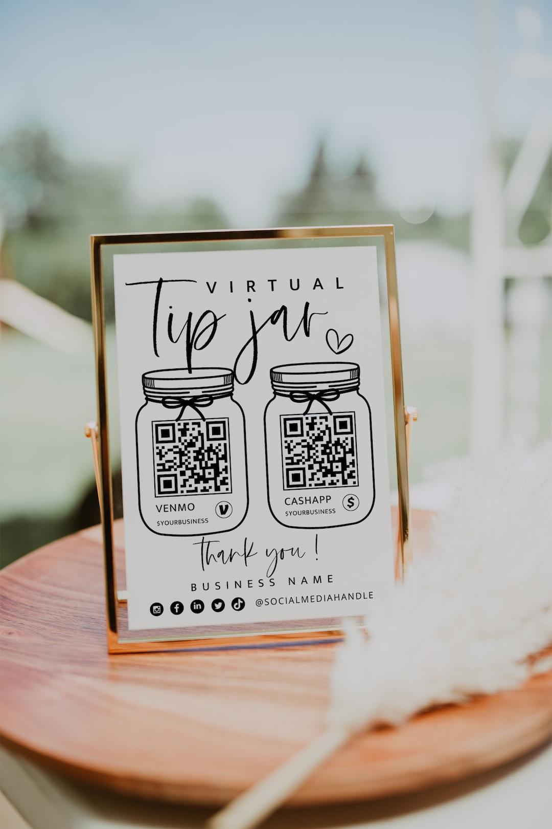 Printable Virtual Tip Jar Venmo Payment Sign, QR Code Sign Template ...