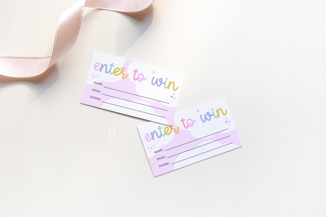 Raffle Ticket Printable Instant Download, Rainbow Enter to Win Business ...