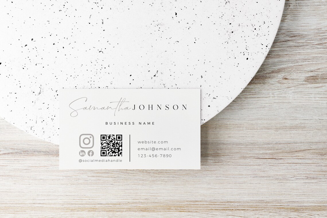 Business Card Template QR Code Instant Download Printable | Etsy