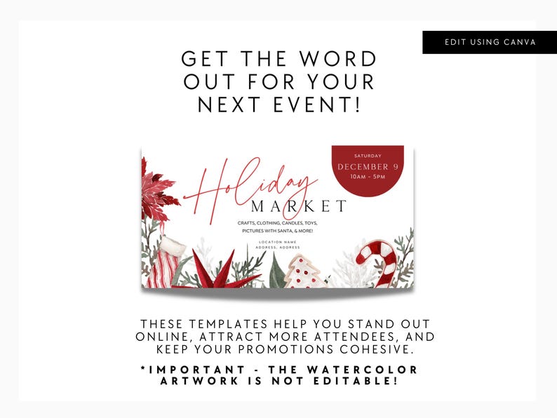 Christmas Facebook Event Cover Canva Template, Holiday Festival Market ...