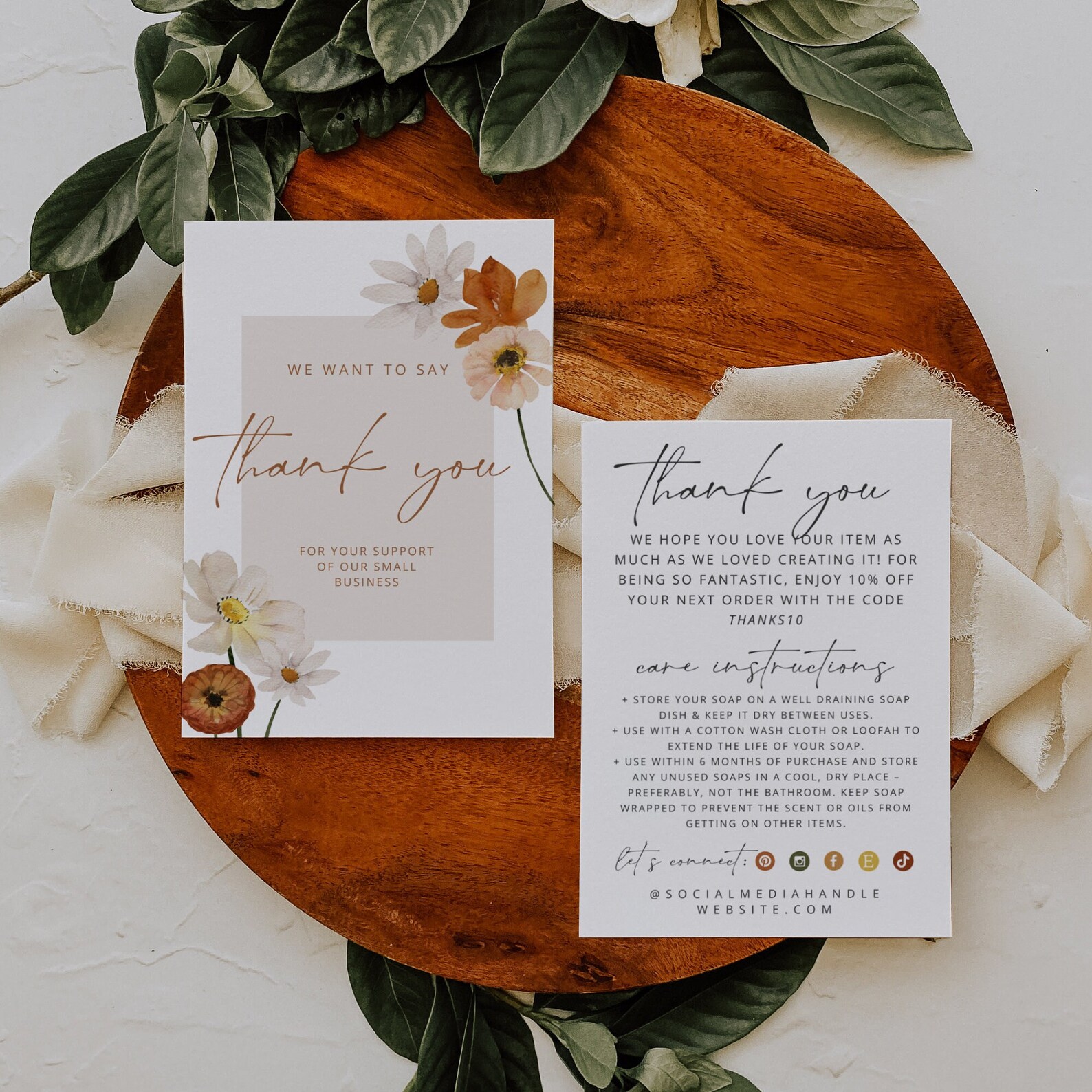 Editable Care Card Template Printable Business Thank You Card - Etsy