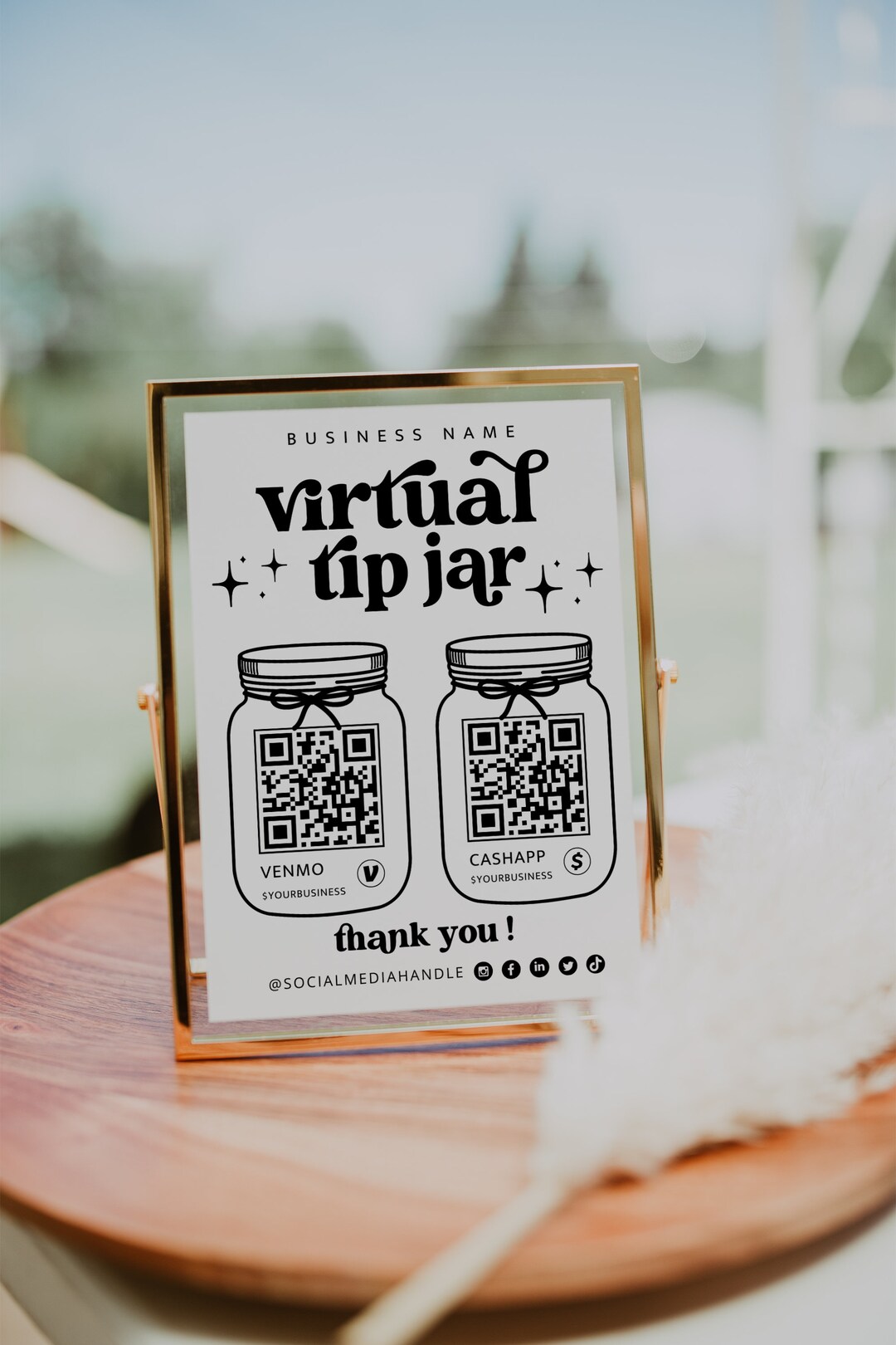 Printable Virtual Tip Jar Venmo Payment Sign QR Code Sign Template ...