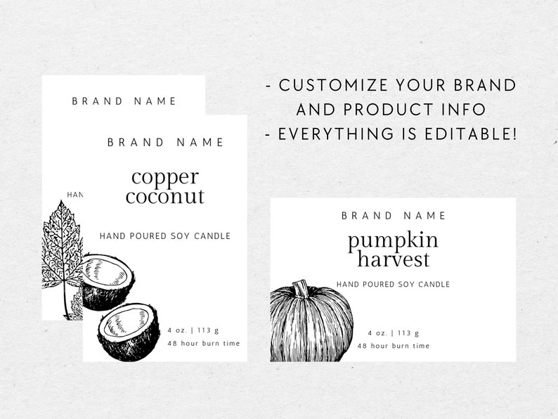 Fall Candle Label Template Editable Candle Labels Minimalist - Etsy