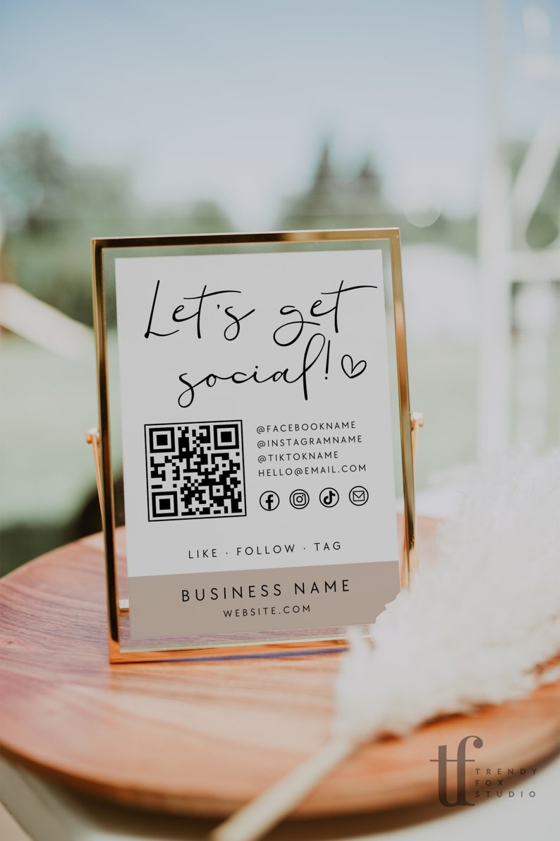 QR Code Social Media Sign Canva Template Follow Us on Social - Etsy