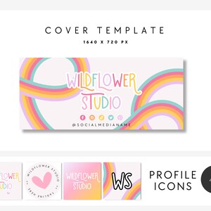 Rainbow Facebook Cover Canva Template, Pastel Colorful Facebook Banner ...