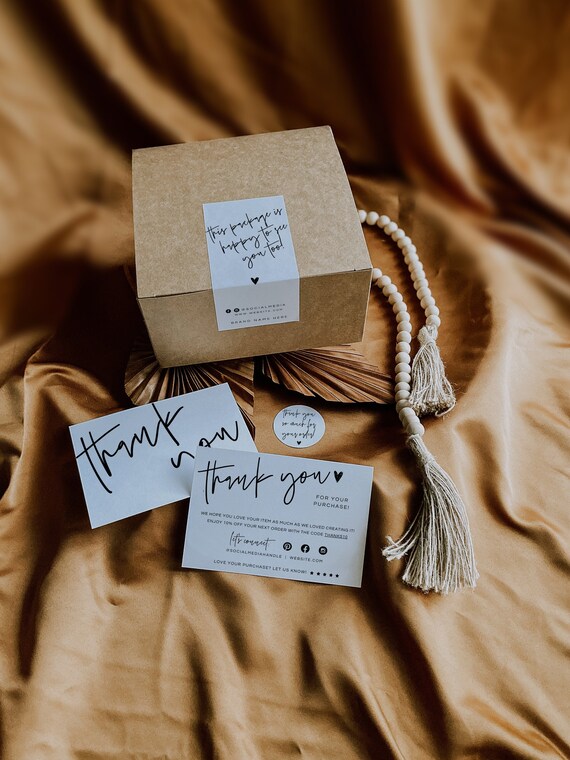 Box Label Thank You Card & Sticker Template Bundle DIY | Etsy