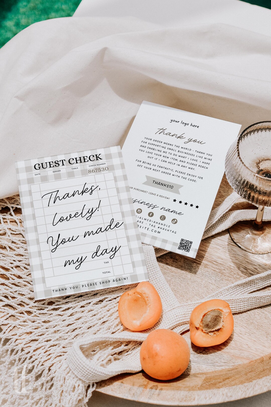 Guest Check Business Thank You Card Canva Template, Trendy Cottagecore ...