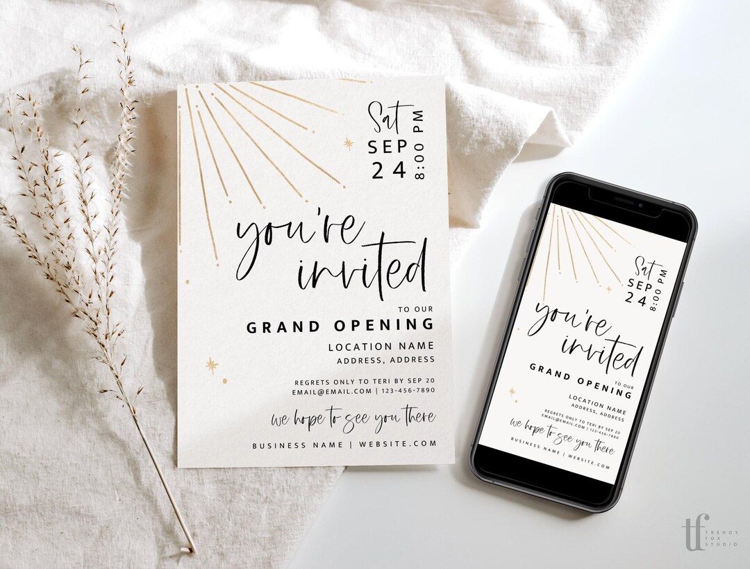 Boho Business Invitation Template, Special Event Invitation, Digital ...