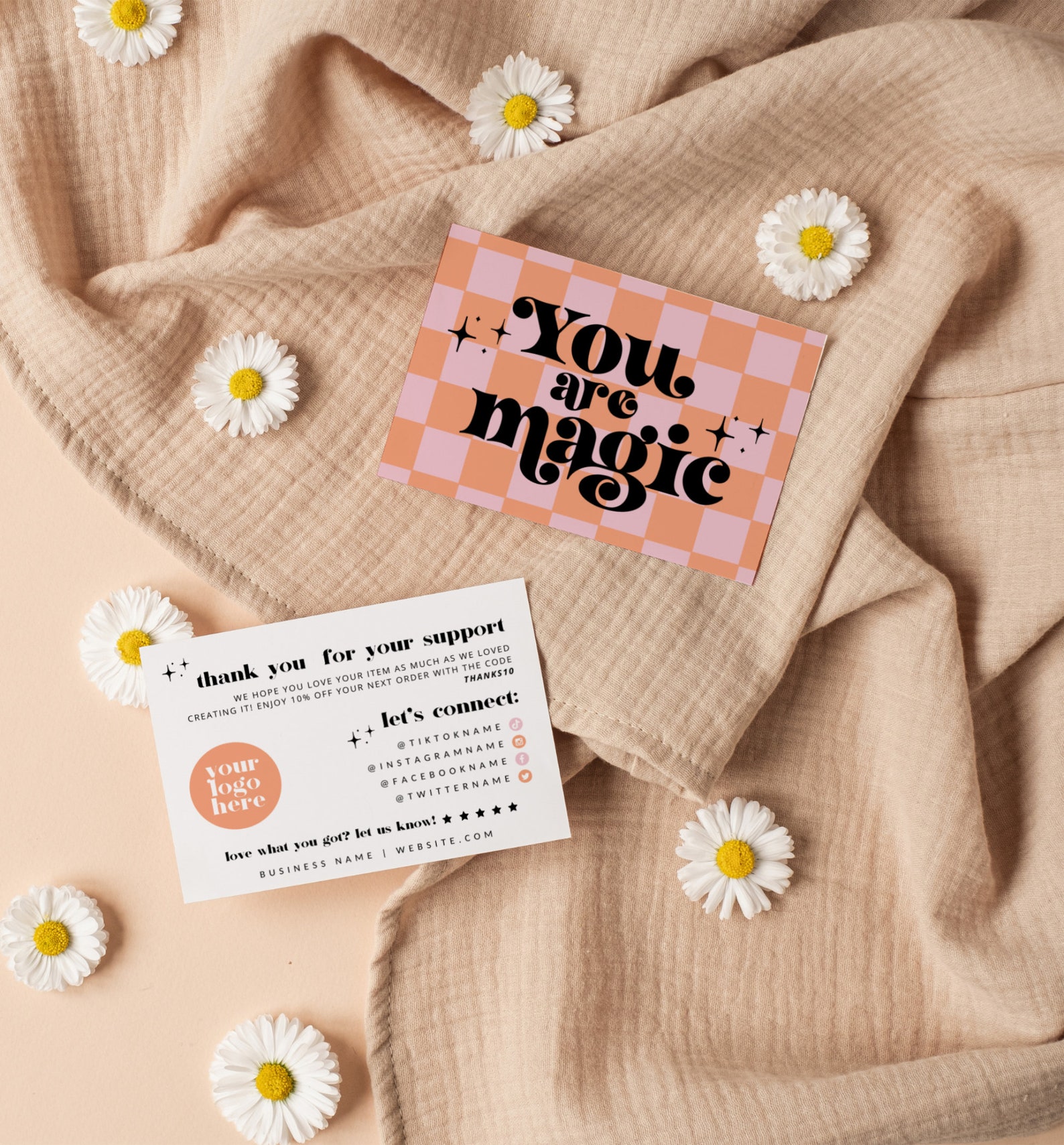 Retro Thank You Card Template Editable Business Thank You - Etsy