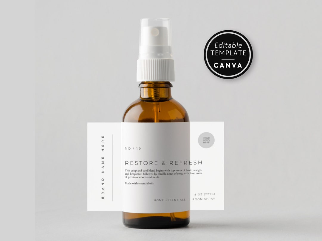 Room Spray Label Template, Editable Product Label Template, 2x2 3x2 DIY ...
