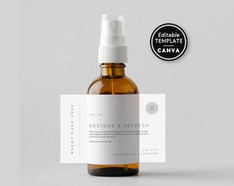 Editable Spray Bottle Label Template 2x2 DIY Square Label for Body ...