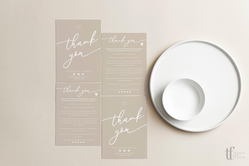Cutting Board Care Instructions Canva Template, QR Code Business Thank ...