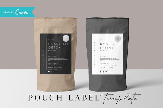 Pouch Label Template Editable Body Product Label Template | Etsy UK