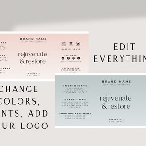 Dropper Bottle Label Template Cosmetic Bottle Label Editable Essential ...