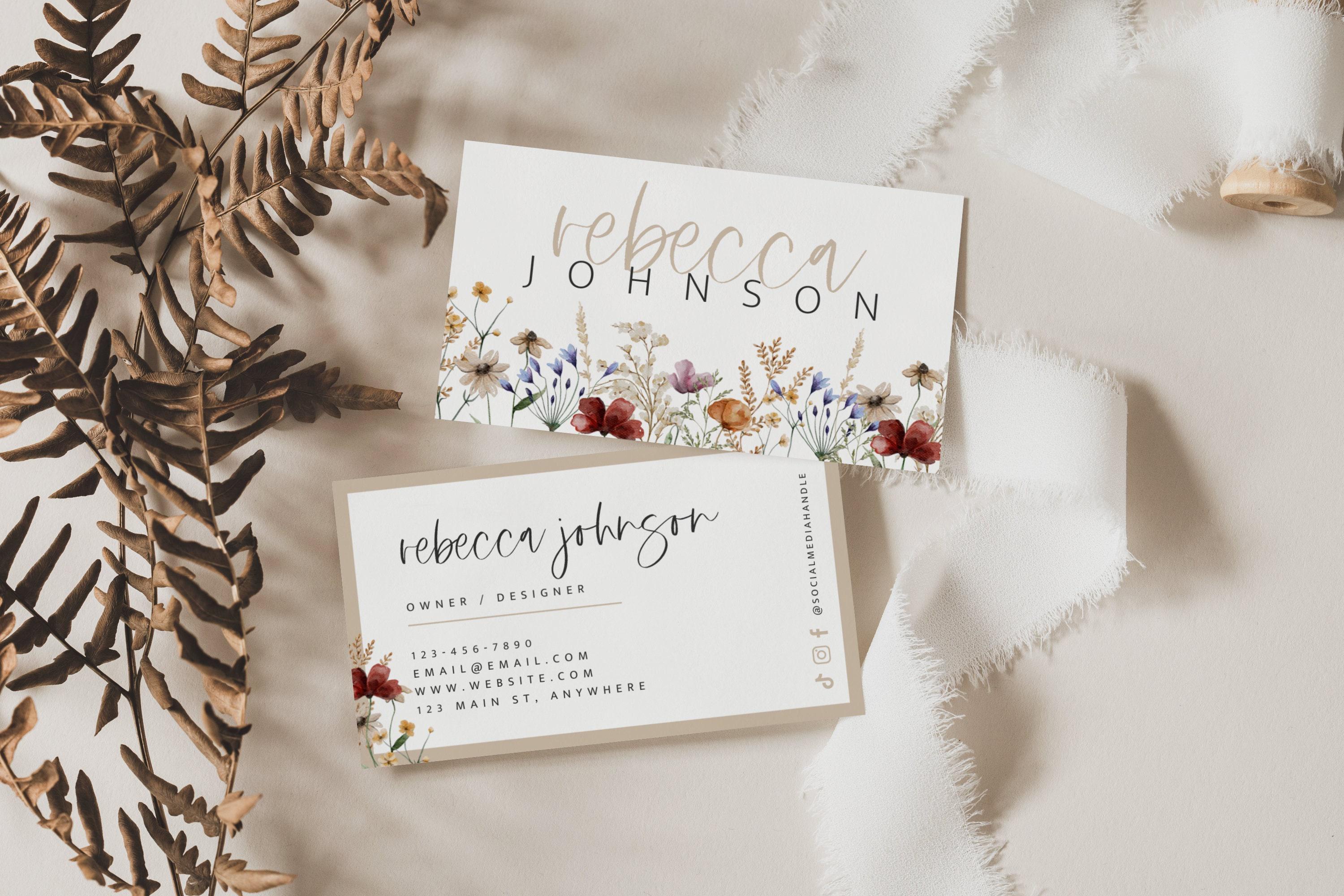 Boho Business Card Template Canva, INSTANT DOWNLOAD, Printable ...