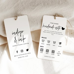 Editable Washing Instructions Tag Printable Hang Tag - Etsy
