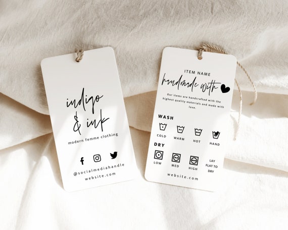 Editable Washing Instructions Tag Printable Hang Tag - Etsy