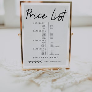 Printable Price List & Payment Sign, QR Code Sign Template, Editable ...
