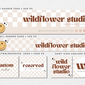 Retro Etsy Banner Template, Groovy Etsy Store Branding, Editable ...