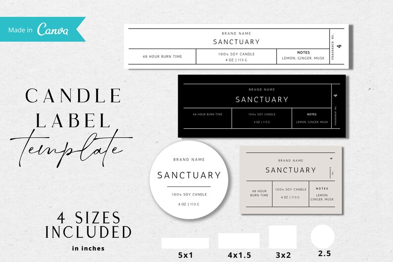 Thin Candle Label Template Editable Minimalist Candle Label - Etsy