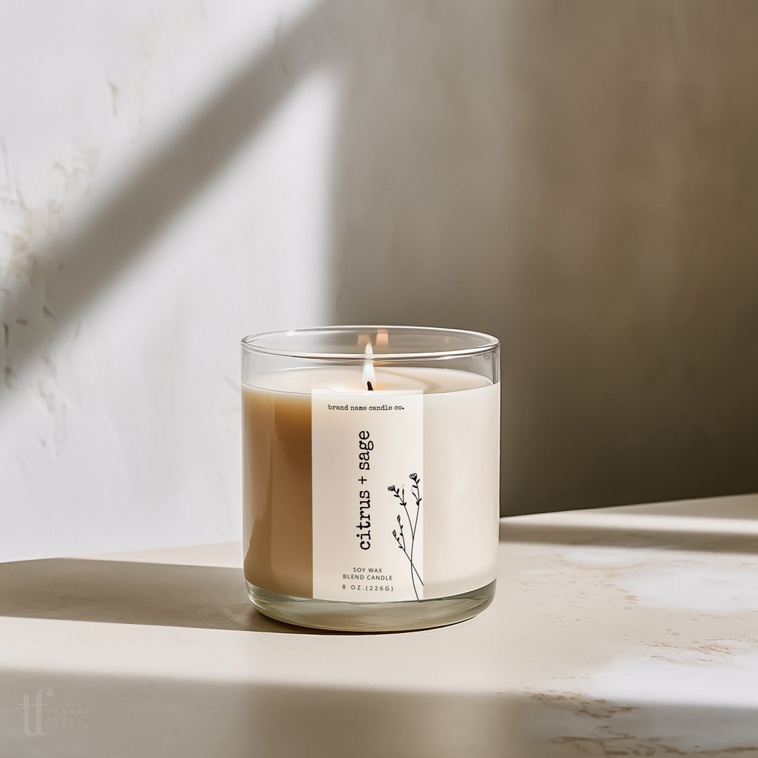 Vertical Rustic Candle Label Canva Template, Editable Retro Candle ...