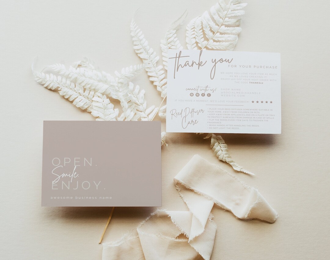 Reed Diffuser Care Card Template, Diffuser Printable Care Instructions ...