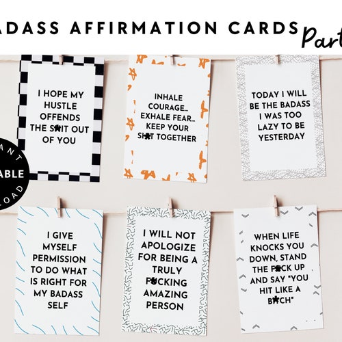 Sweary Affirmation Cards Sassy Affirmations Badass - Etsy Australia