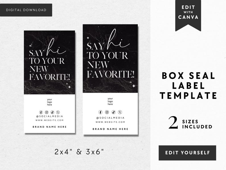 Black Luxe Box Label Canva Template, Editable Packaging Labels, Order ...