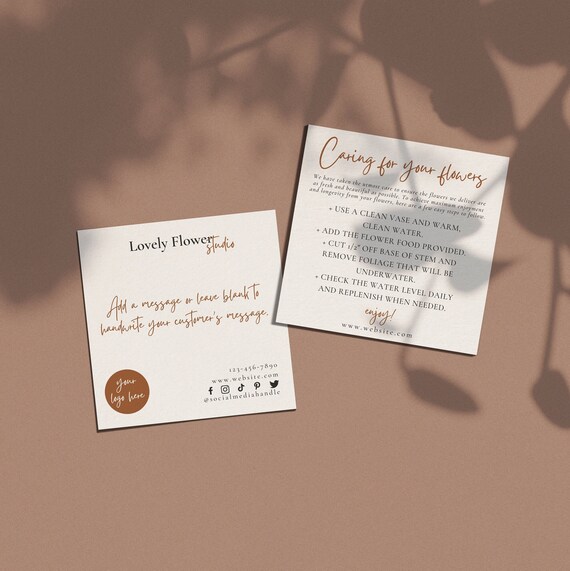 DIY Flower Care Card Template Florist Fresh Cut Flowers Care - Etsy