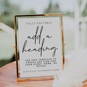 Customizable Sign Template, Printable Sign 8x10, DIY Editable Sign ...