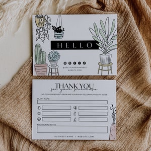Plant Care Card Template, Editable Plant Guide Insert, Succulent Care ...