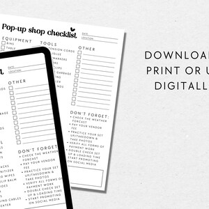 Pop-up Shop Checklist, Vendor Event Planner, Craft Show Checklist ...