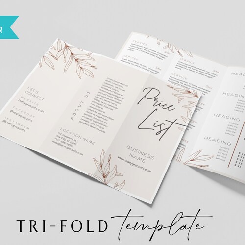 DIY Tri-fold Printable Price List Template Editable Trifold - Etsy