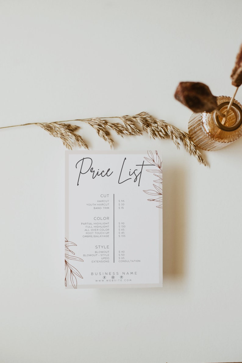 DIY Printable Price List Template Boho Editable Price Sheet - Etsy ...