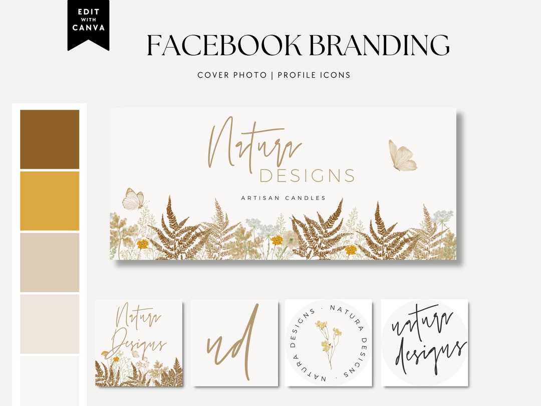 Boho Wildflower Facebook Cover Canva Template, Rustic Facebook Banner ...