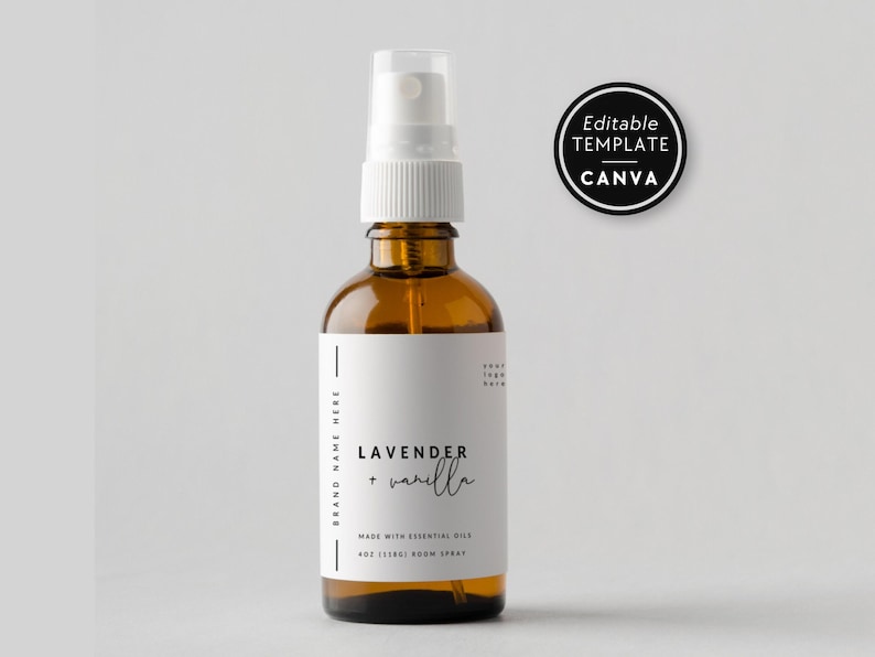 Room Spray Label Template, Editable Product Label Template, 2x2 3x2 DIY ...
