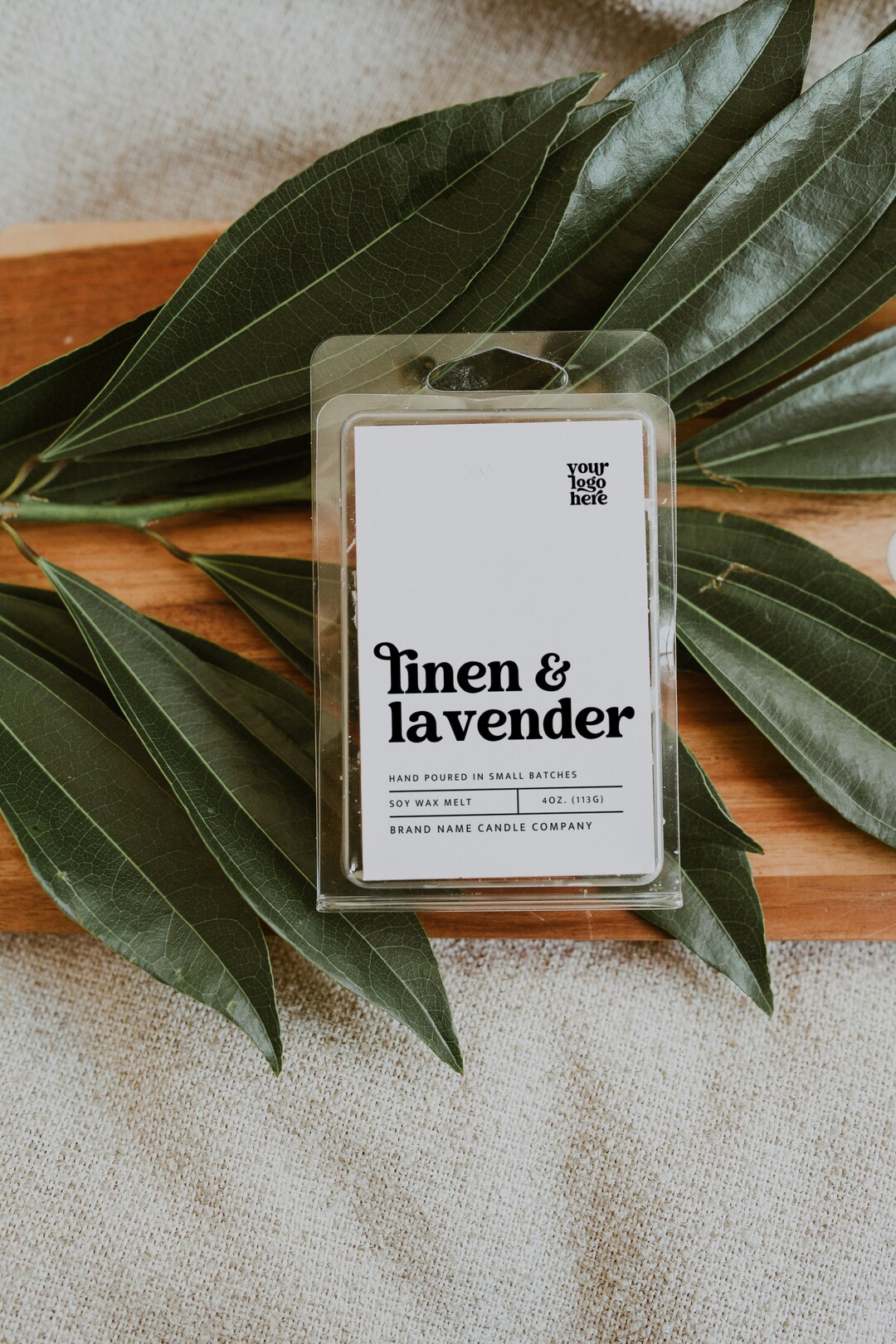 Modern Retro Wax Melt Label Template, Editable Label DIY Minimal Wax ...