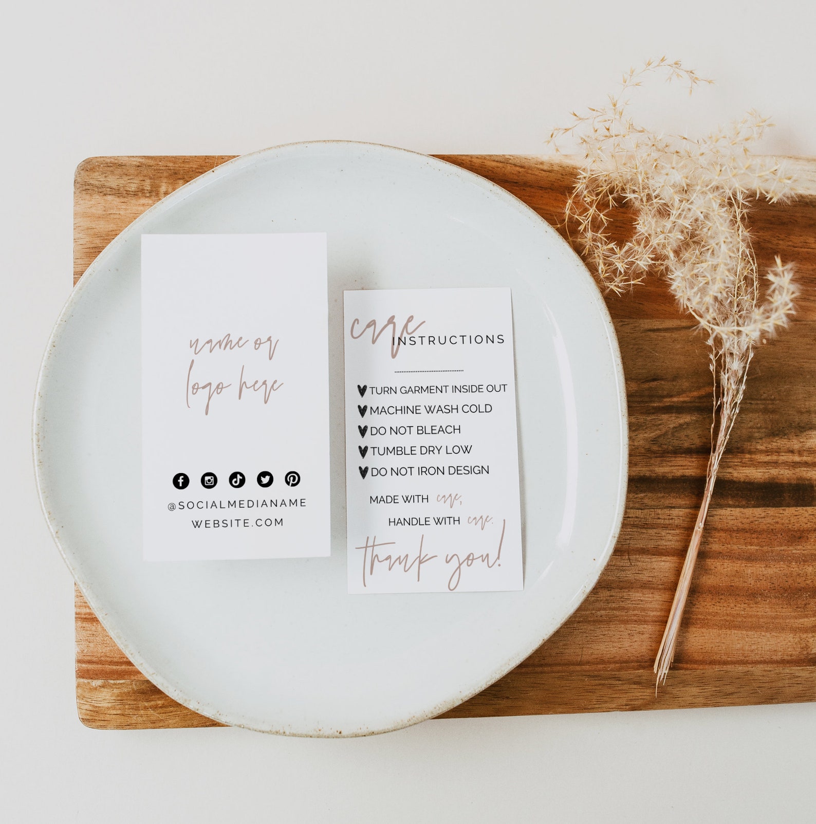 Garment Care Card Template INSTANT DOWNLOAD Simple Care Card - Etsy